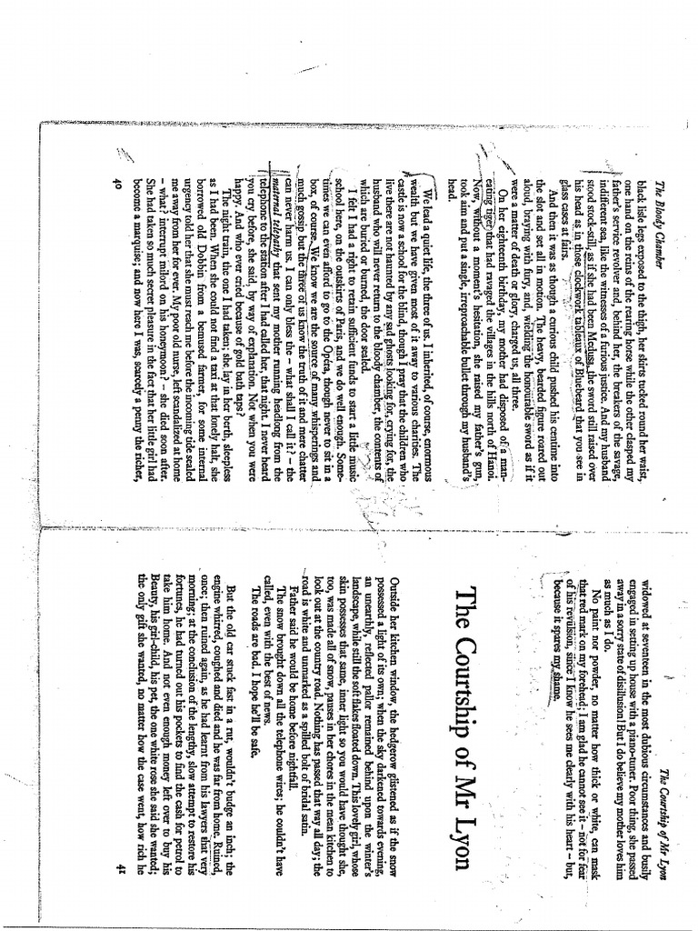 Angela Carter The Courtship of MR Lyon | PDF