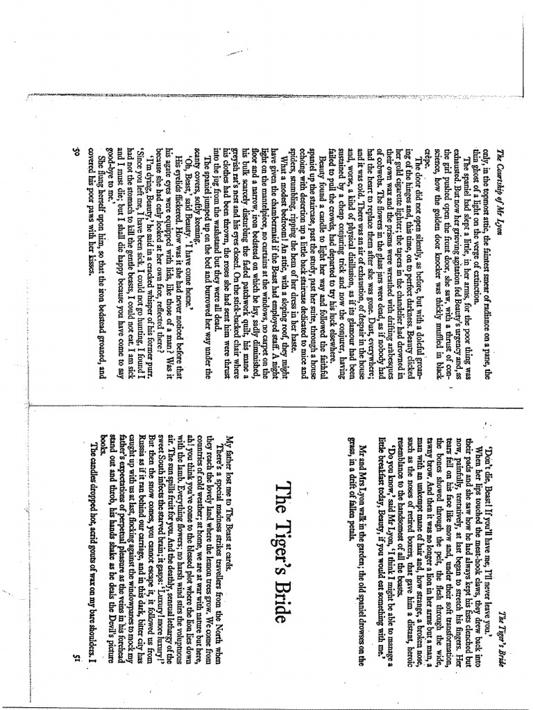 Angela Carter The Tiger's Bride | PDF