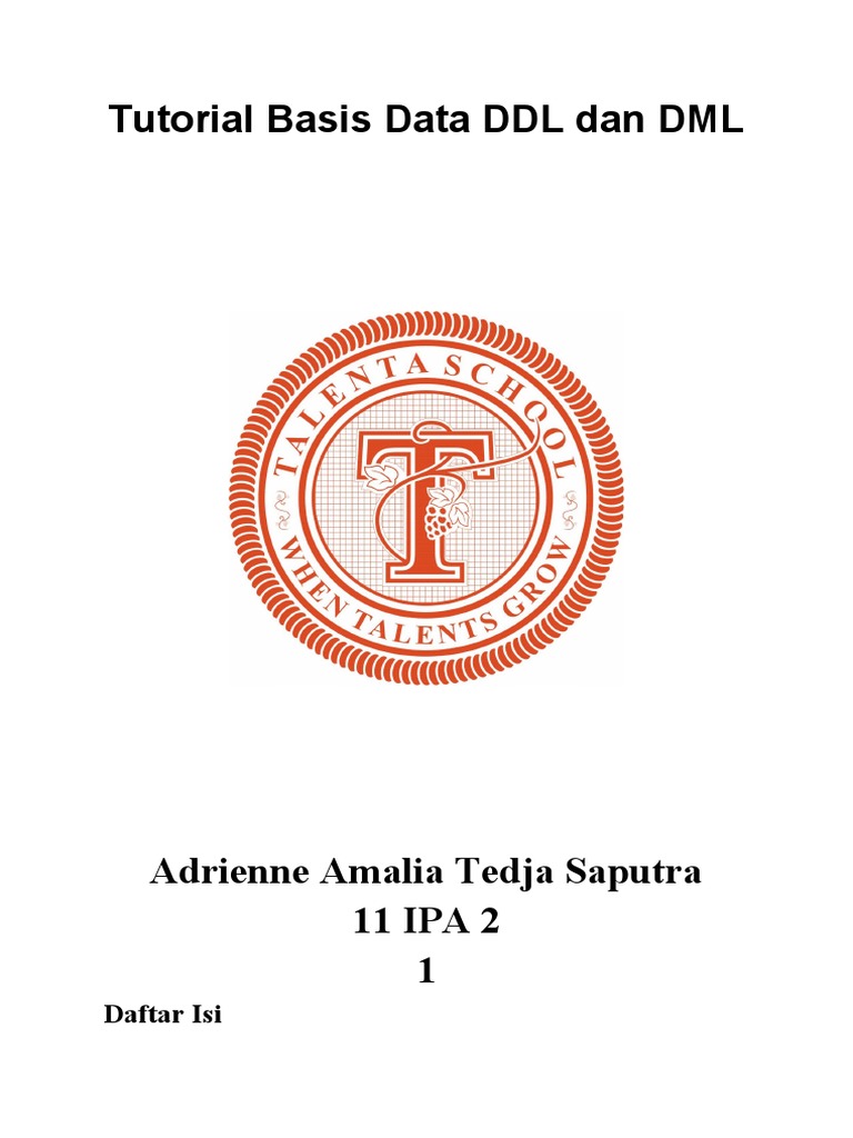 Adrienne Amalia Tedja Saputra 2122003 - Tutorial Basis Data DDL & DML | PDF