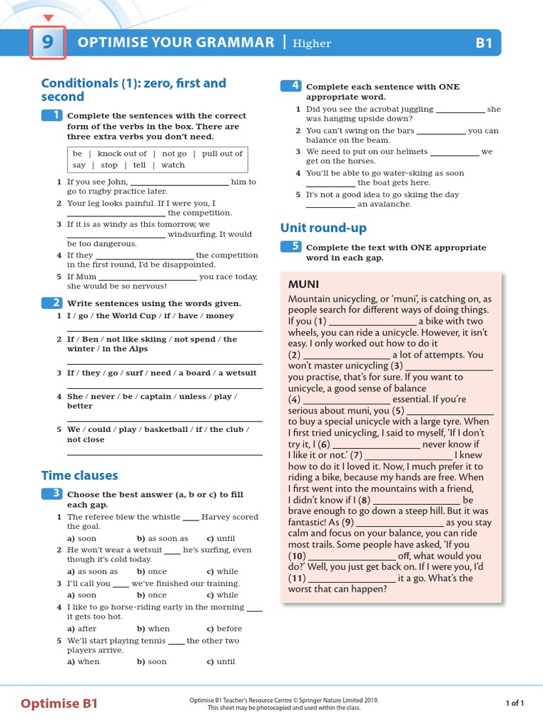 OPT B1 U09 Grammar Higher | PDF