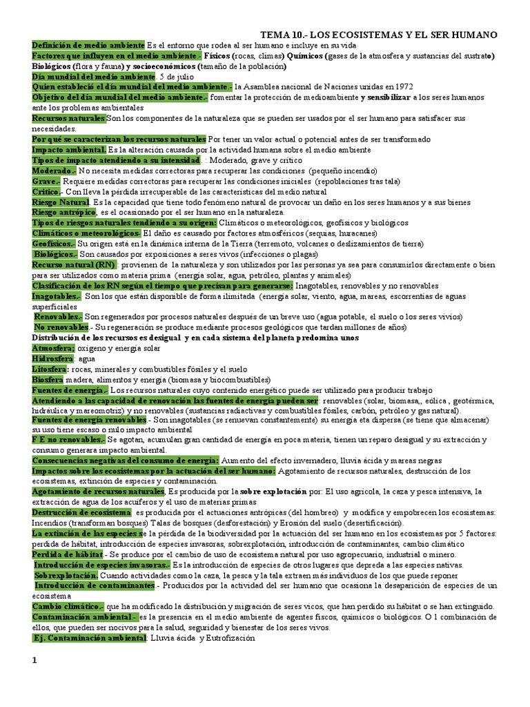Tema 10 Los Ecosistemas y El Ser Humano | PDF | Hogar, jardinería y ...