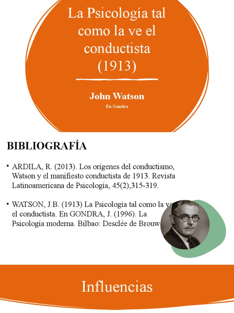 La Psicología Tal Como La Ve El Conductista. Manifiesto Conductista ...