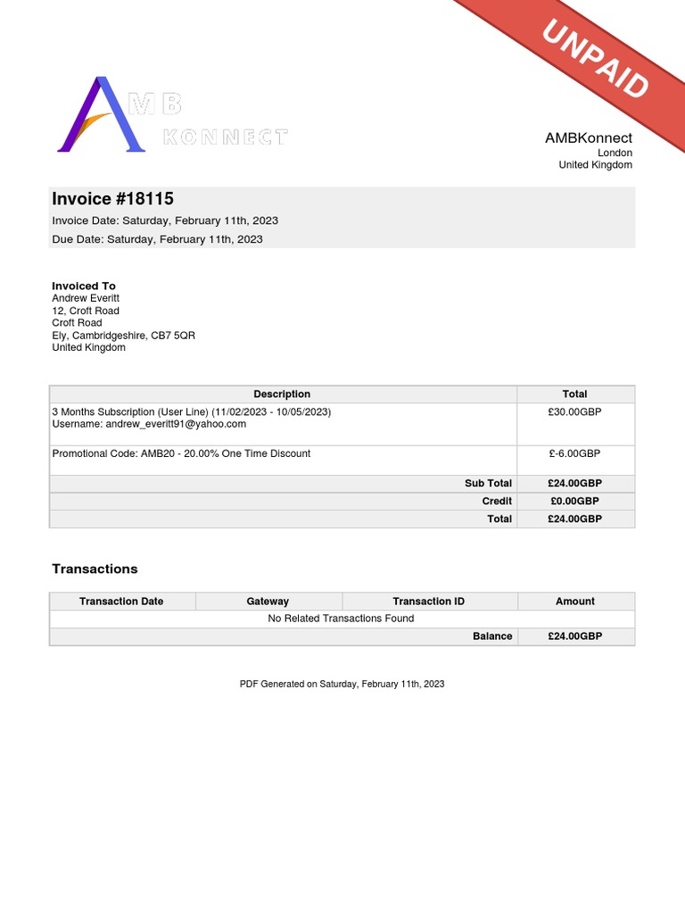 Invoice 18115 | PDF | Computing | Service Industries