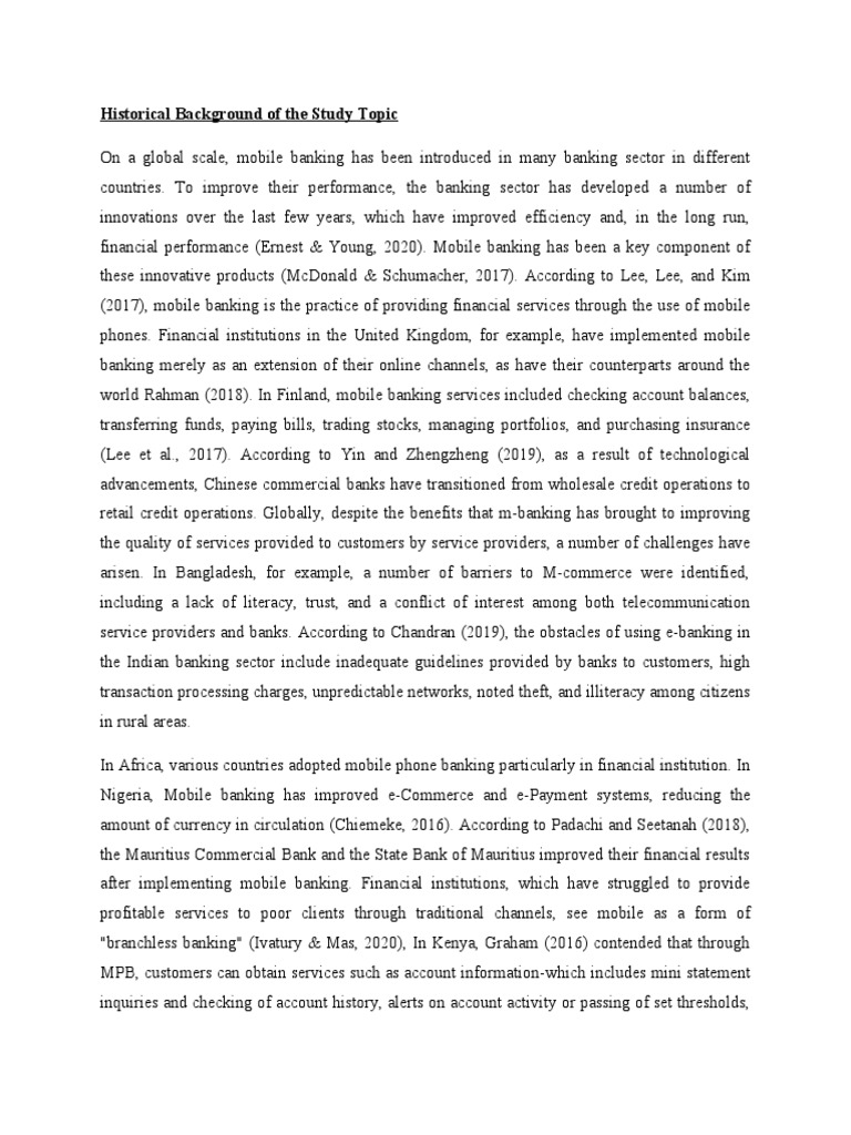 Historical Background of The Study Topic | PDF | Banks | Economies