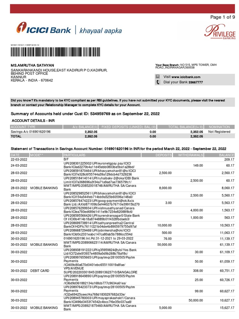 Statment | PDF | Banks | Debit Card