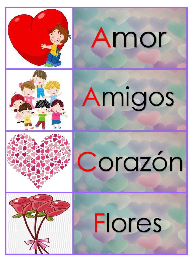 Vocabulario Amor y Amistad | PDF