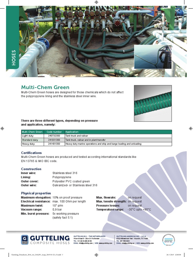 OC 21786 WONG - F.T. Gutteling Datasheet 2019 Hoses Multi-Chem Green ...