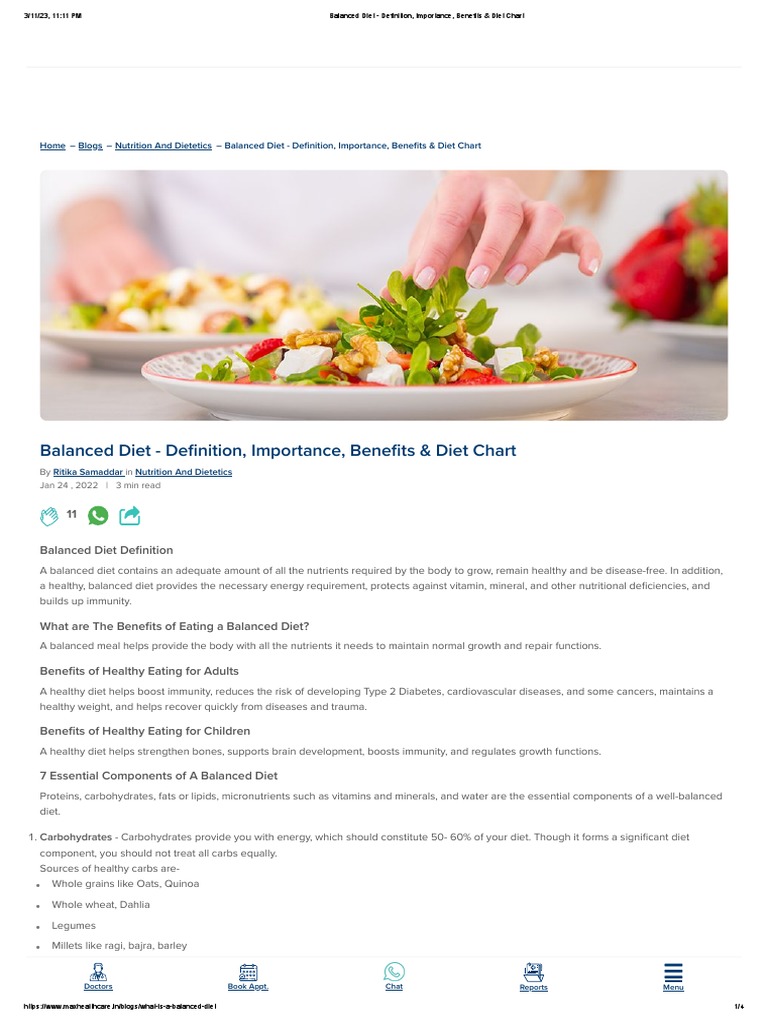 Balanced Diet: Importance and Chart | PDF | Wellness