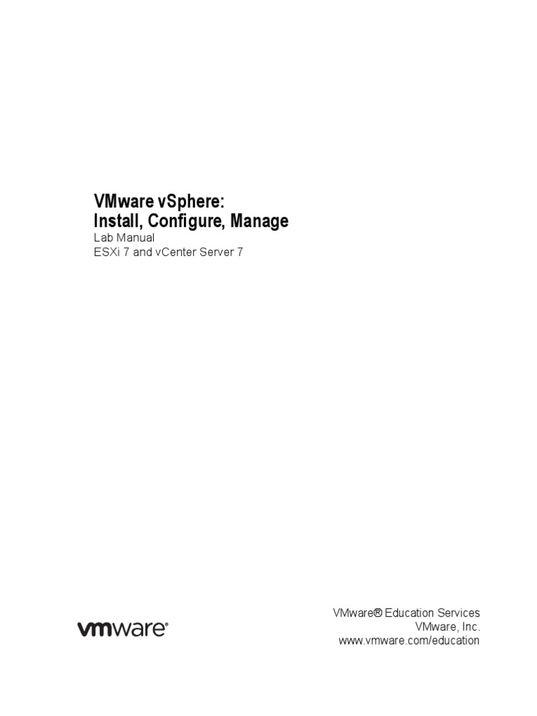 VMware VSphere Install, Configure, Manage Lab Manual ESXi 7 and VCenter Server 7 | PDF | Computers