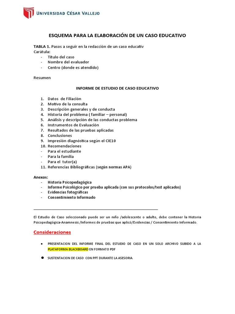 Esquema de Estudio de Caso Educativo | PDF