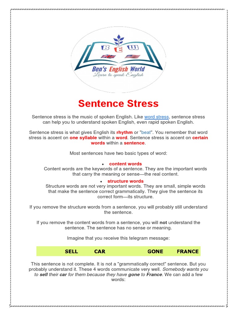 Sentence Stress | PDF