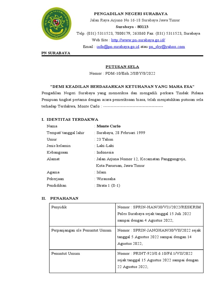 Contoh PUTUSAN SELA | PDF