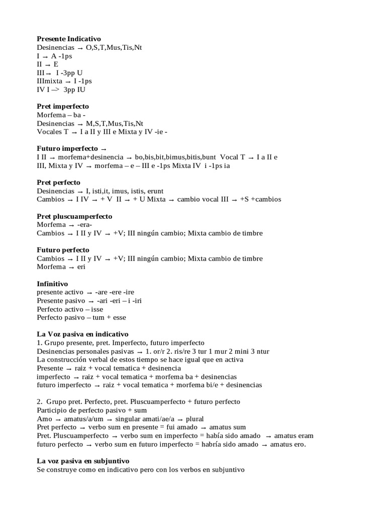 Esquema verbos latin | PDF
