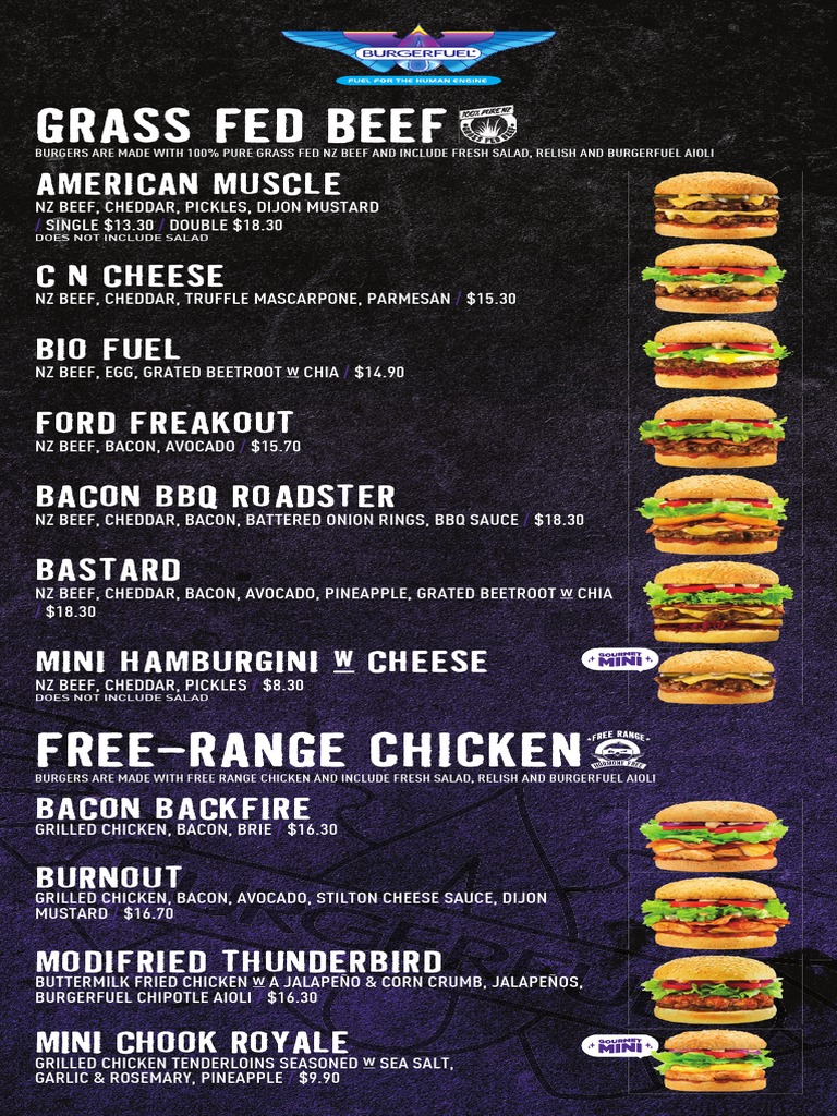 BFD Menu Table Menu NZ 04 23 Web r5 | PDF | Hamburgers | French Fries