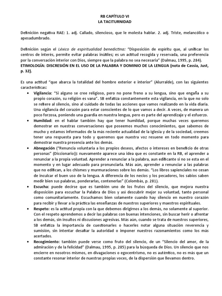 Regla de San Benito CAPÍTULO VI | PDF