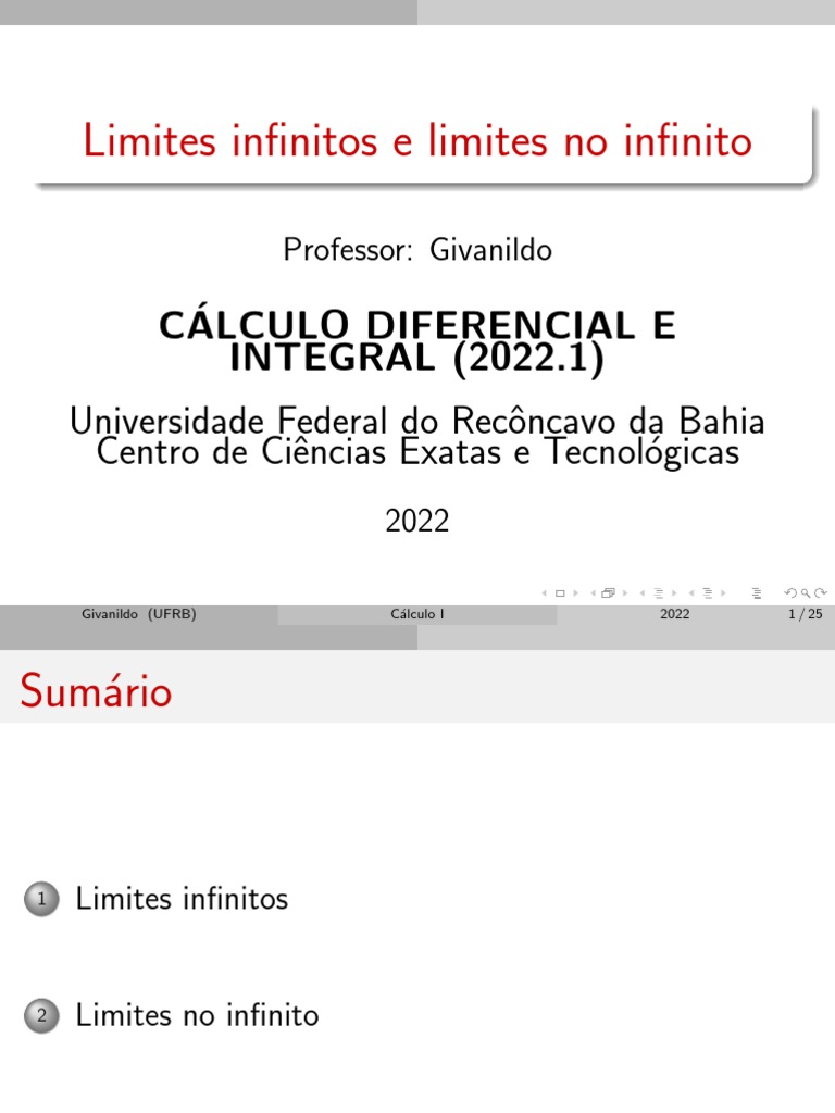 6 Limites Infinitos e Limites No Infinito | PDF | Limite (Matemática ...