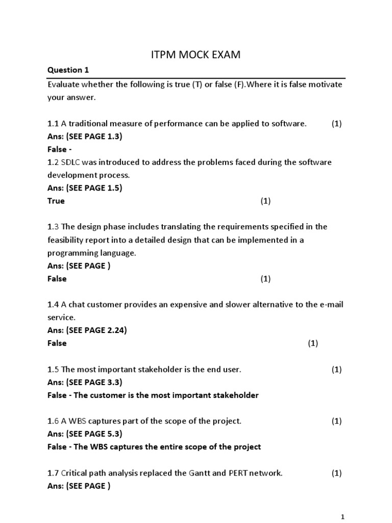 Itpm Mock Exam | PDF | Systems Engineering | Business