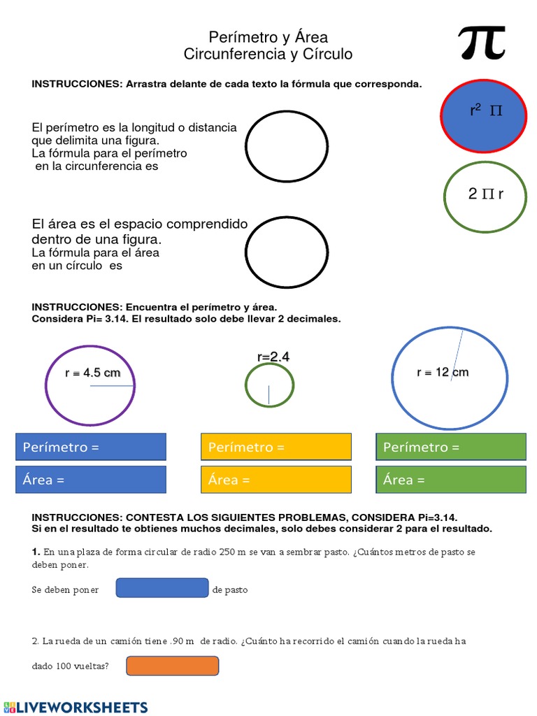 Fórmulas de Perímetro y Área del Círculo | PDF | Métodos y materiales ...