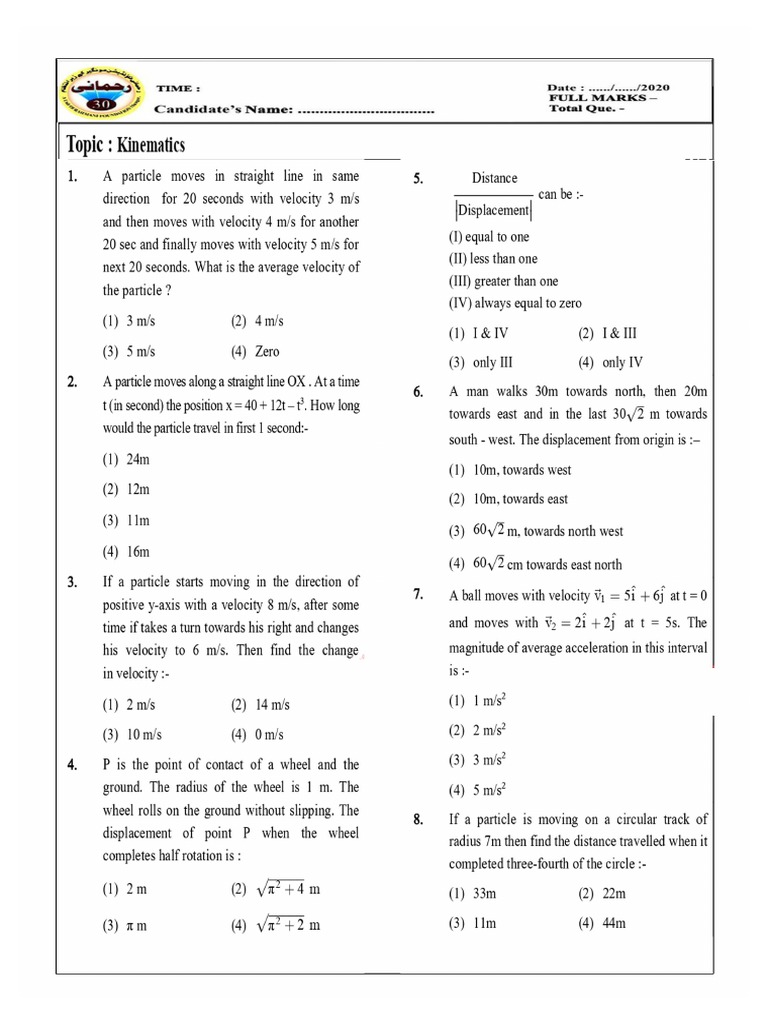 Kinematics Ques !! | PDF