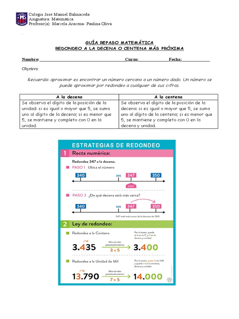 Redondeo a Decenas y Centenas | PDF