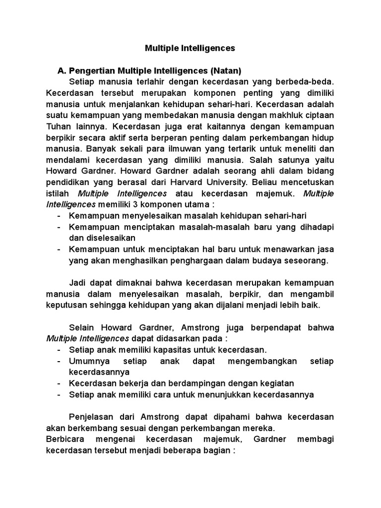 Multiple Intelligence | PDF