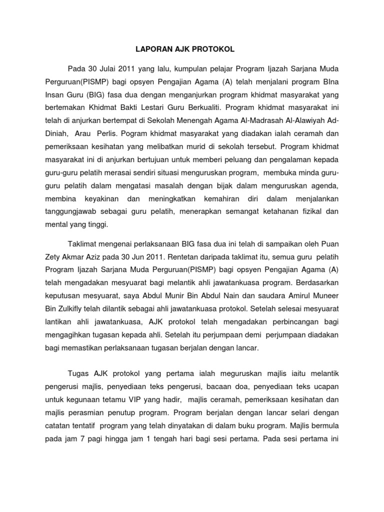 Laporan Ajk Protokol Big 2 | PDF