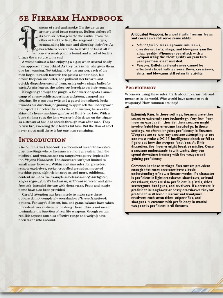 5e Firearm Rules GM Binder | PDF | Firearms | Shotgun