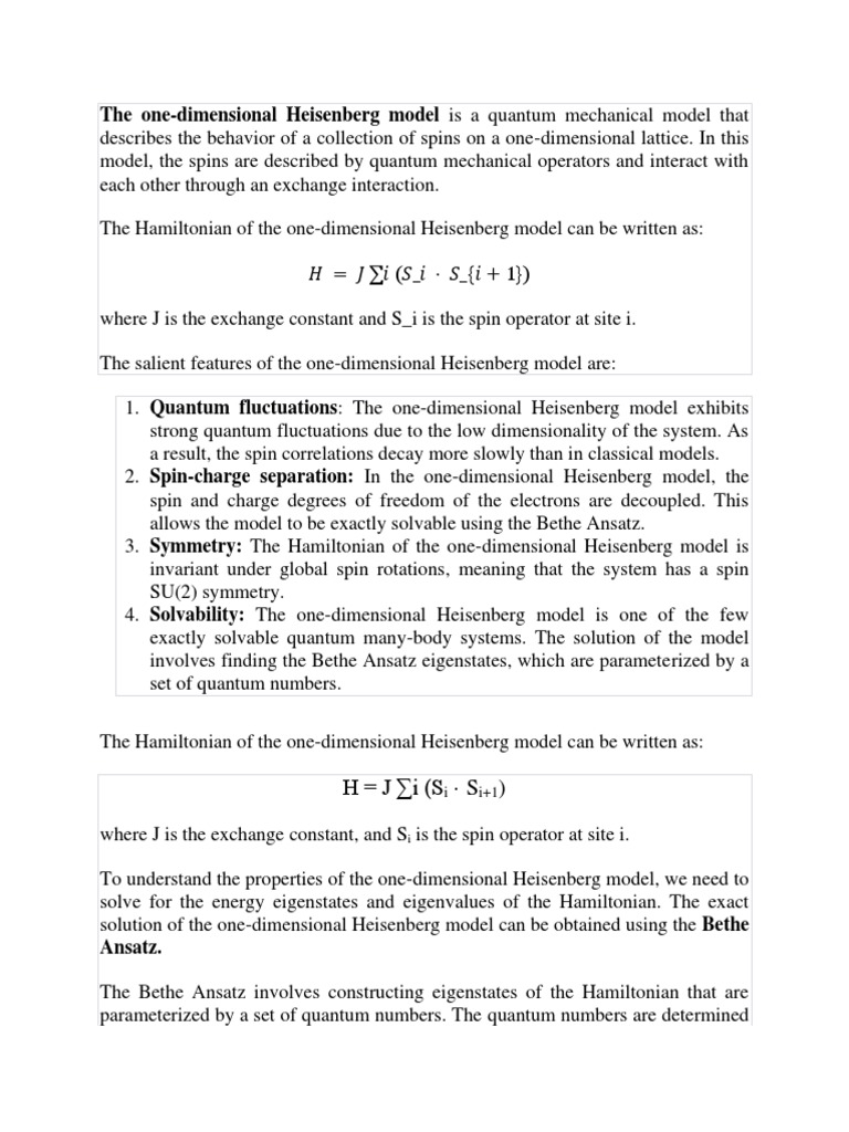 Heisenberg Model - 230330 - 172244 | PDF | Hamiltonian (Quantum Mechanics) | Quantum Mechanics
