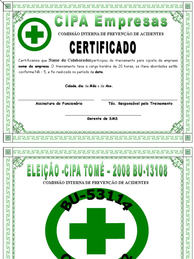 Modelo de Certificado - CIPA-1 | PDF