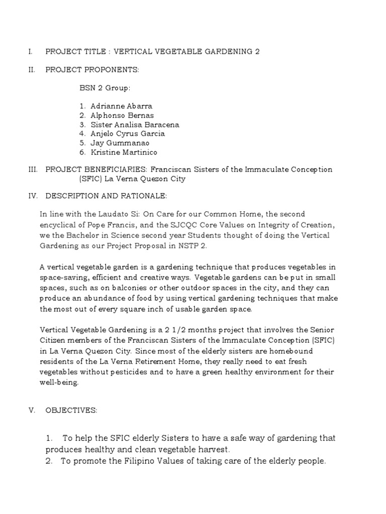 Vertical Vegetable Gardening Proposal | PDF | Horticulture | Agriculture