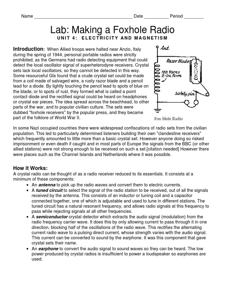 Building a Foxhole Radio Guide | PDF | Electronic Engineering ...