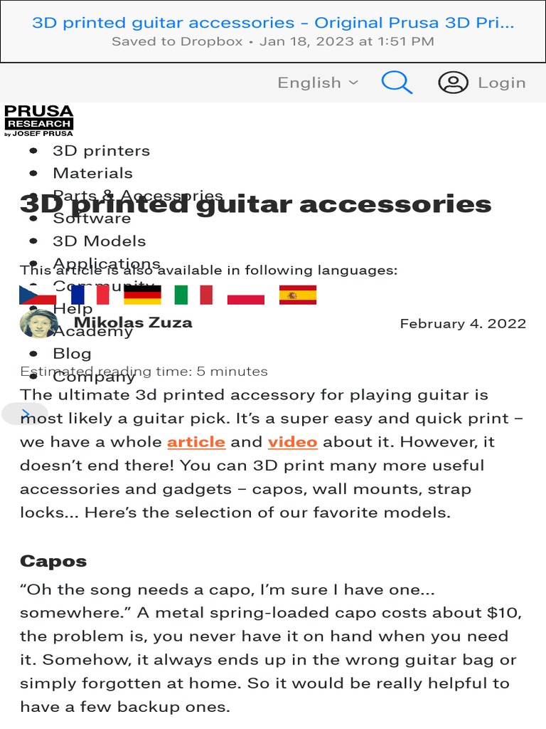 3D Printed Guitar Accessories - Original Prusa 3D Printers | PDF ...