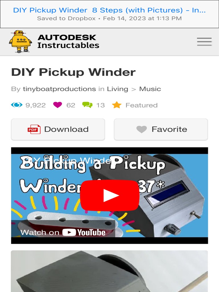 DIY Pickup Winder 8 Steps (With Pictures) - Instructables | PDF | Electrical Network | Wire