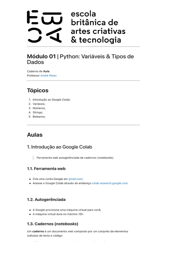 Module 1 Class | PDF | Python (linguagem de programação ...