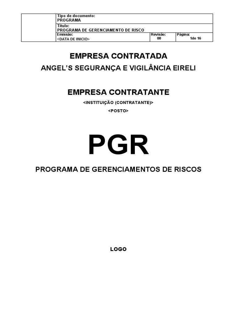 Programa de Gerenciamento de Risco PGR | PDF