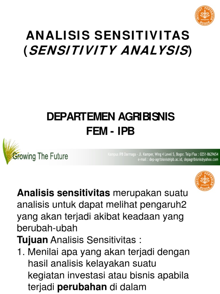 Analisis Sensitivitas Sensitivity Analys | PDF