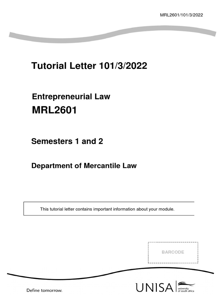 Entrepreneurial Law Module Guide | PDF
