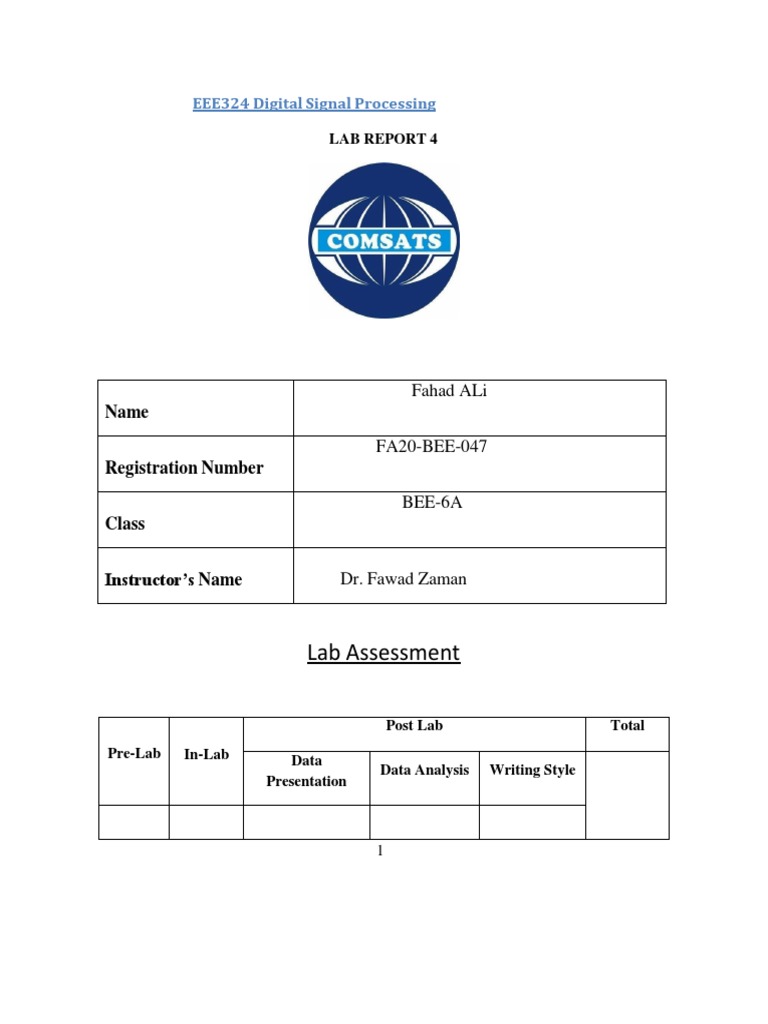 DSP 047 FAHAD Lab 4 | PDF | Convolution | Digital Signal Processing