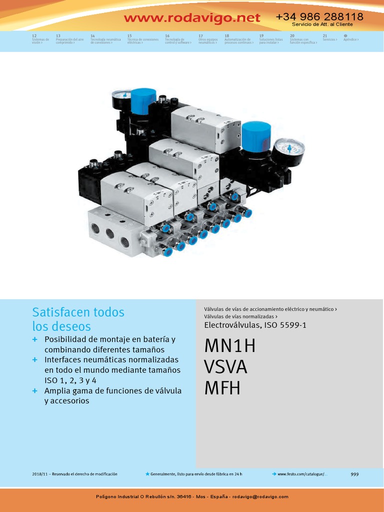 Electroválvulas ISO 5599-1: Especificaciones y Montaje | PDF | Neumática | Automatización