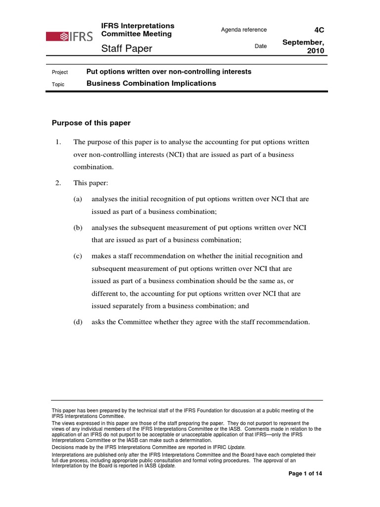 1009obs4c Put Options Written Over Nci BC Implications | PDF