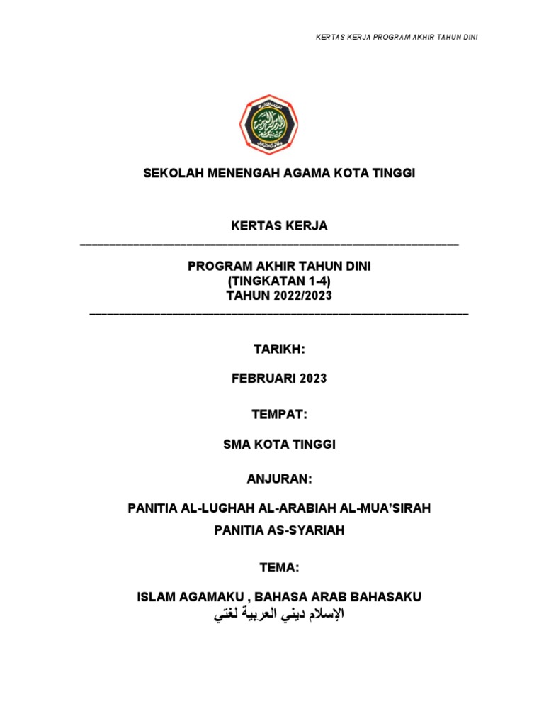 Kertas Kerja Program Akhir Tahun 20222023 (7) | PDF