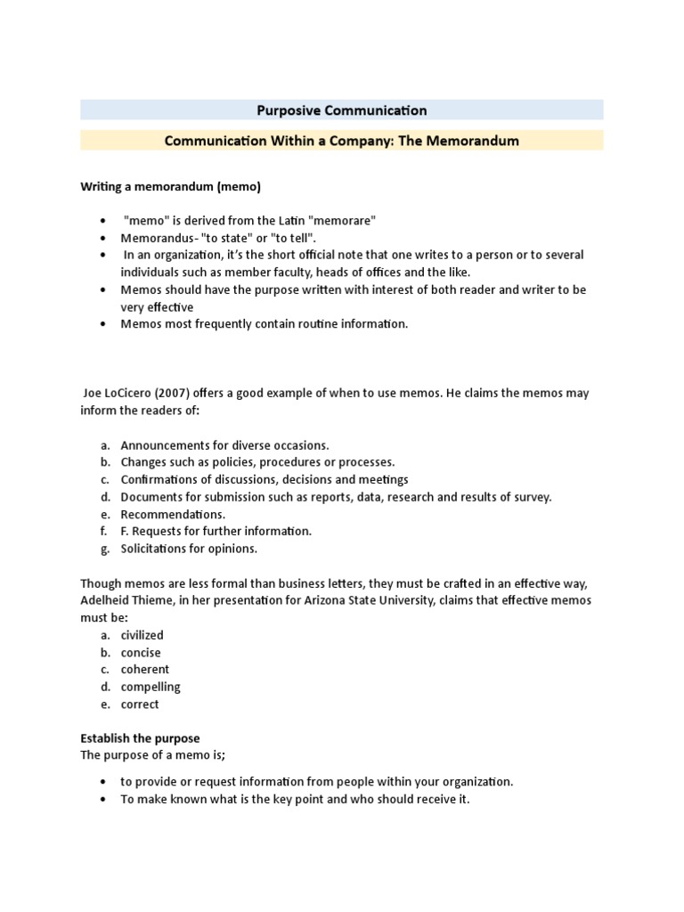 PC The Memorandum | PDF | Memorandum | Communication