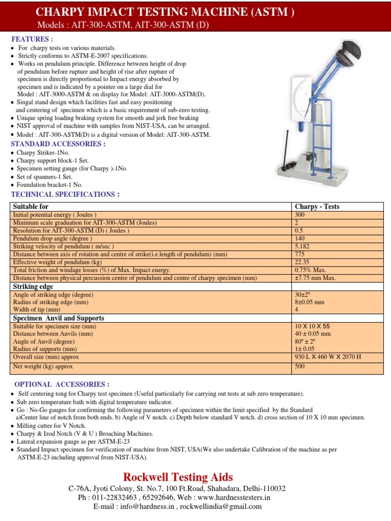 Charpy Impact Testing Machine | PDF