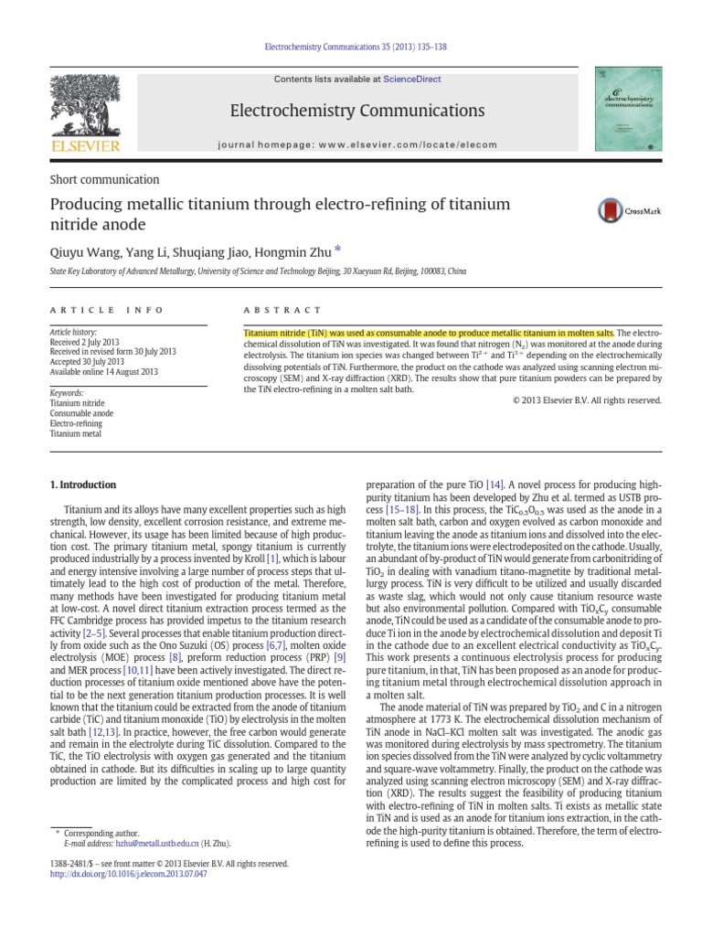 Ti Electrorefining | PDF | Electrochemistry | Titanium