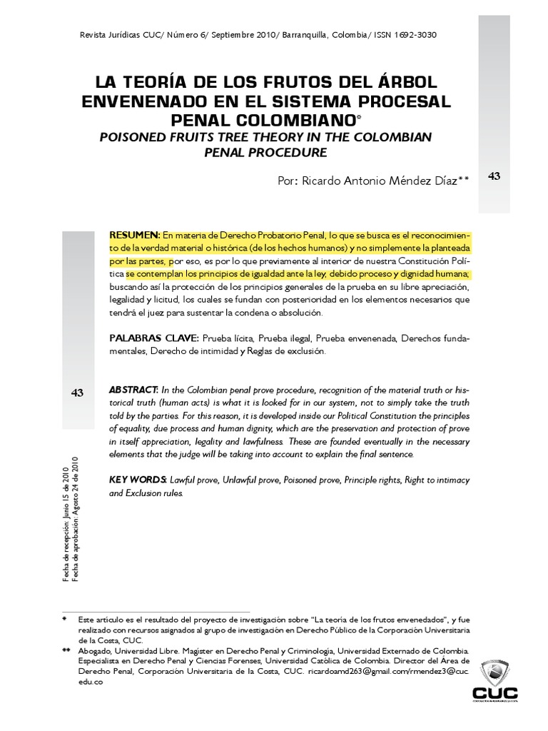 5.1 La Teoría Del Árbol Envenenado | PDF | Derecho penal | Fiscal