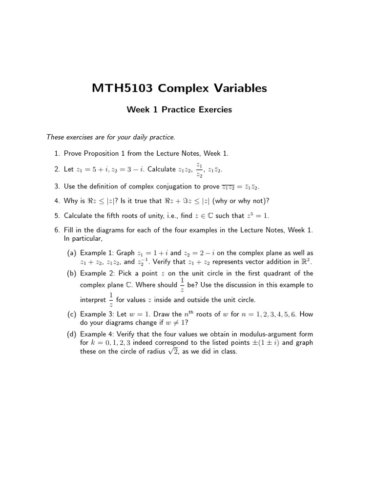 Exercises Week1 | PDF Exercises Week1 | PDF