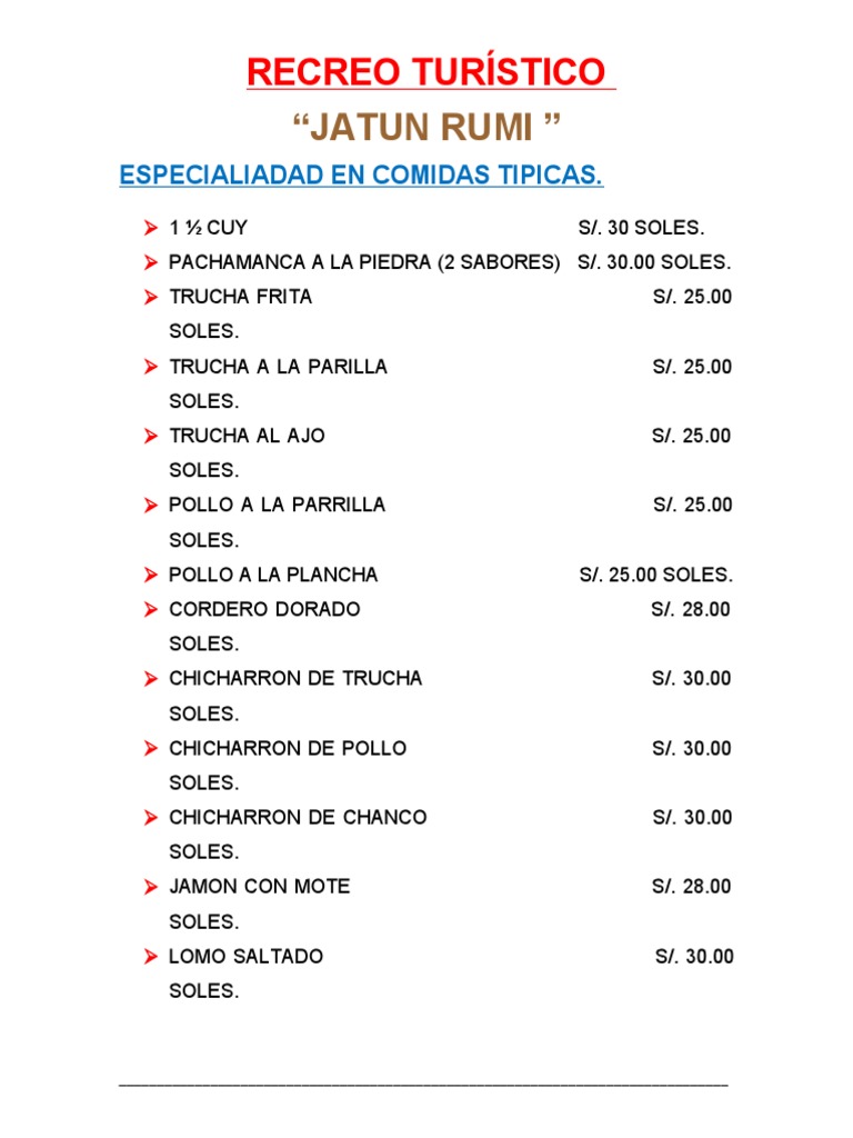 Restaurant Hatun Rumi | PDF | Alimentos | Carne