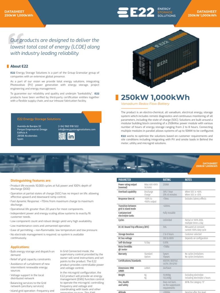 Datasheet E22 250kW | PDF | Electrical Grid | Photovoltaics