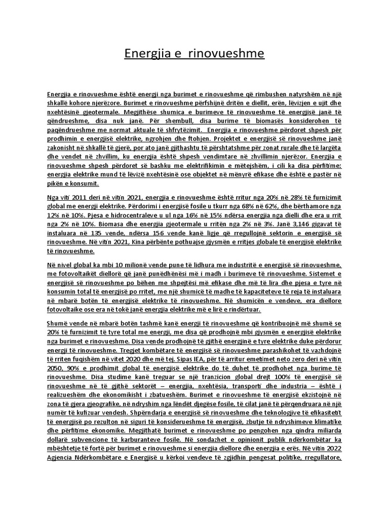 Energjia e Rinovueshme | PDF