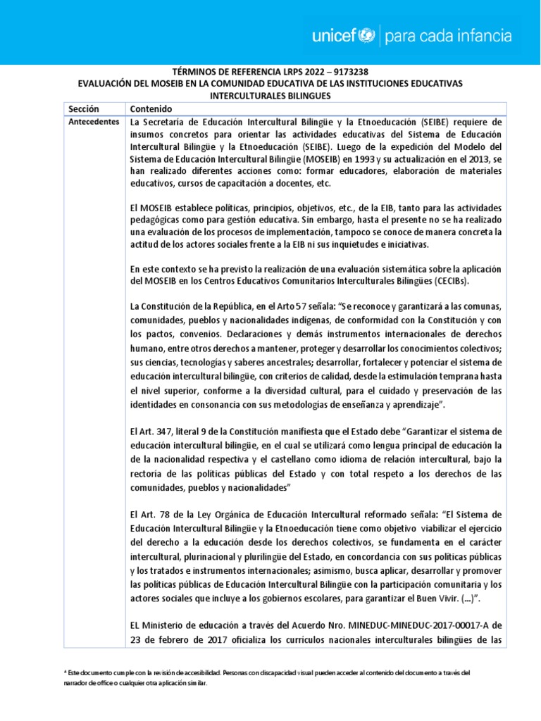 T - Rminos de Referencia LRPS 2022 - 9173238 | PDF | Enseñando | Evaluación
